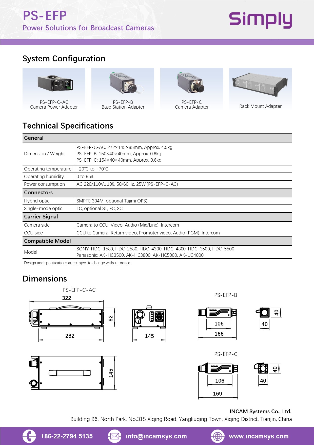 PS-EFP Power Solutions for Broadcast Cameras - INCAM - Discovery New Vision